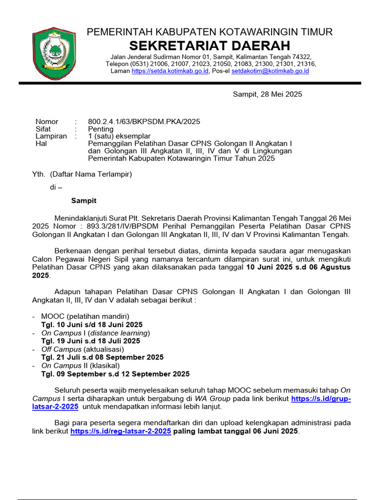 20250602160106surat Panggilan Latsar Gel 2 2025tte | PDF