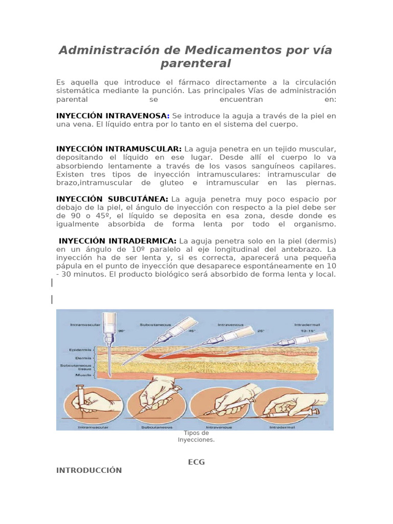 Administración De Medicamentos Por Vía Parenteral Pdf Inyección