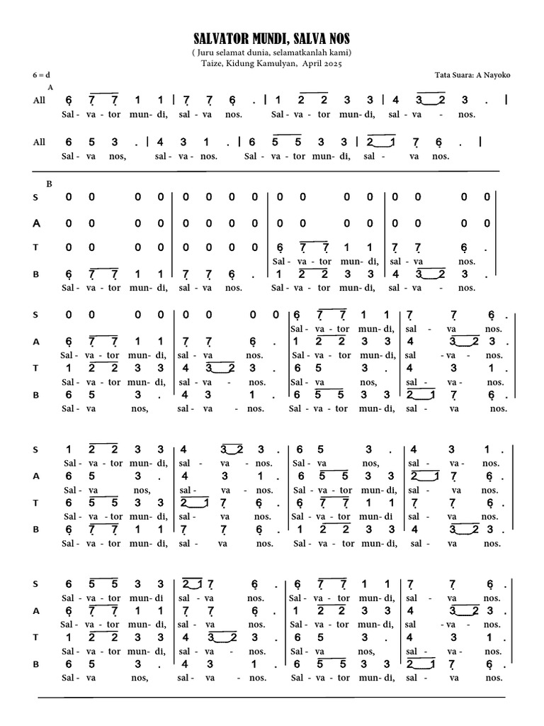 Lagu Salvator Mundi, Salva Nos | PDF