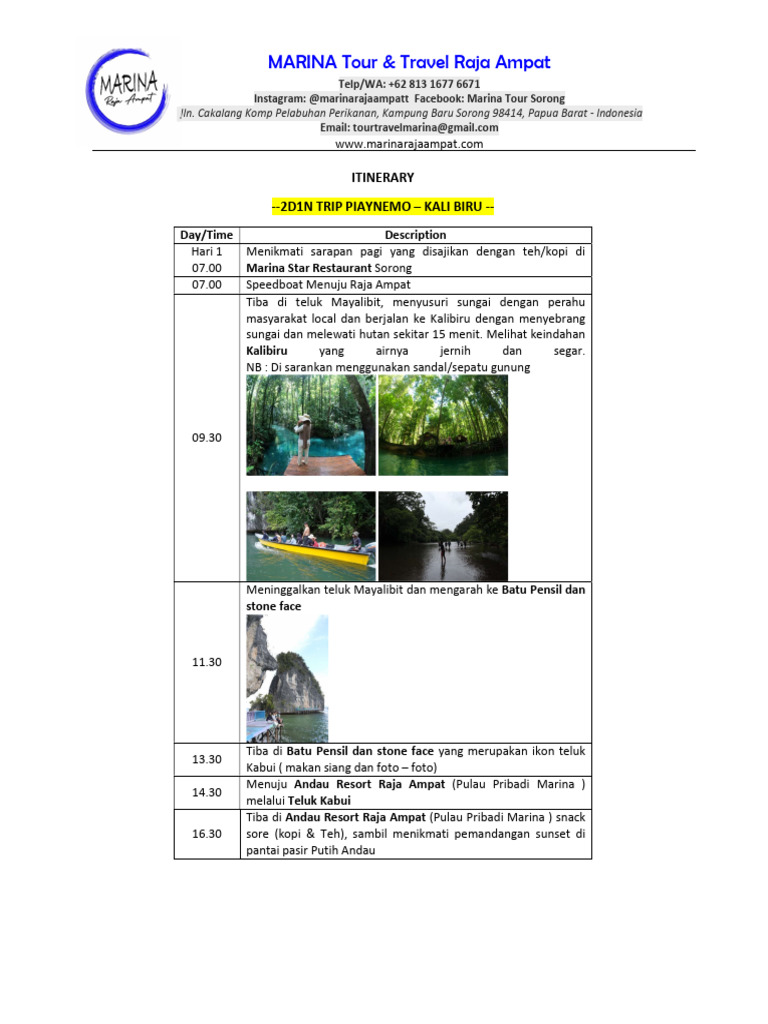 Paket Wisata 2D1N Raja Ampat Terbaik | PDF