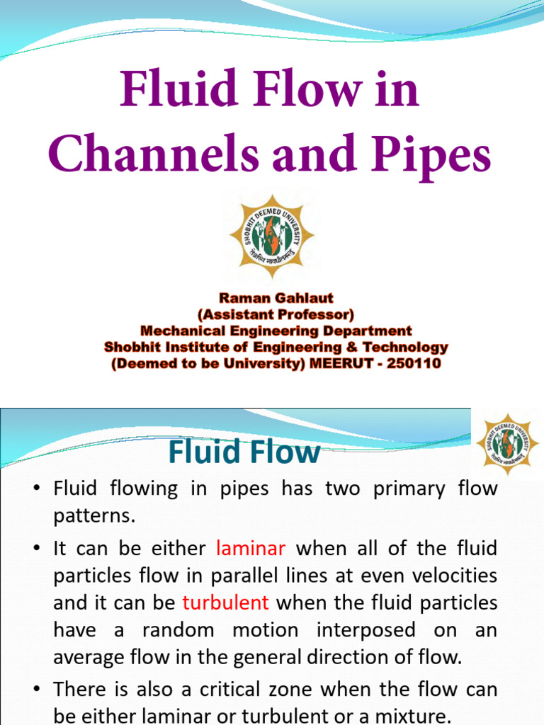 Fluid Flow in Channels and Pipes MR Raman Gahlaut | PDF | Boundary ...