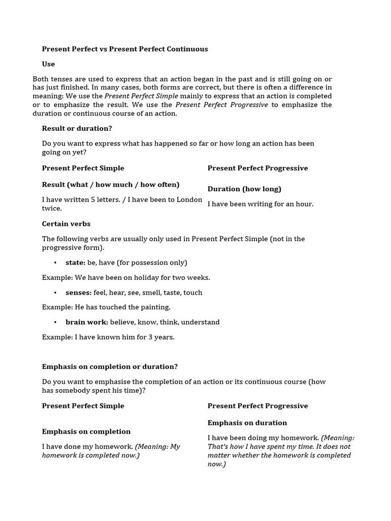 Present Perfect vs Continuous Tenses | PDF | Perfect (Grammar) | Languages