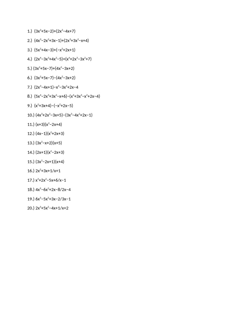 Example For Operation of Polynomial | PDF