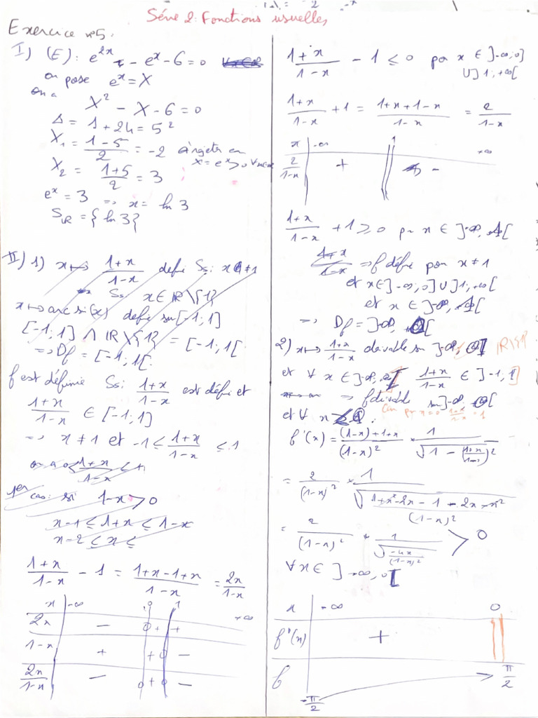 Correction Serie 2 Fonctions Usuelles | PDF
