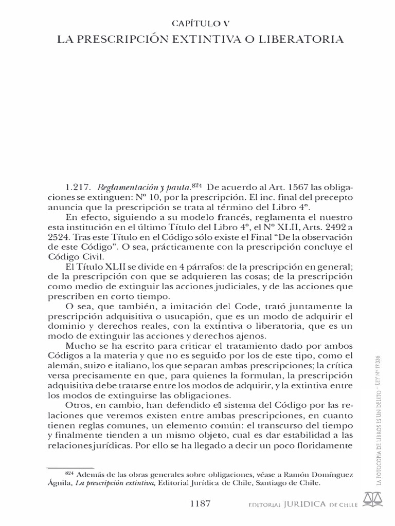La Prescripción Extintiva o Liberatoria | PDF