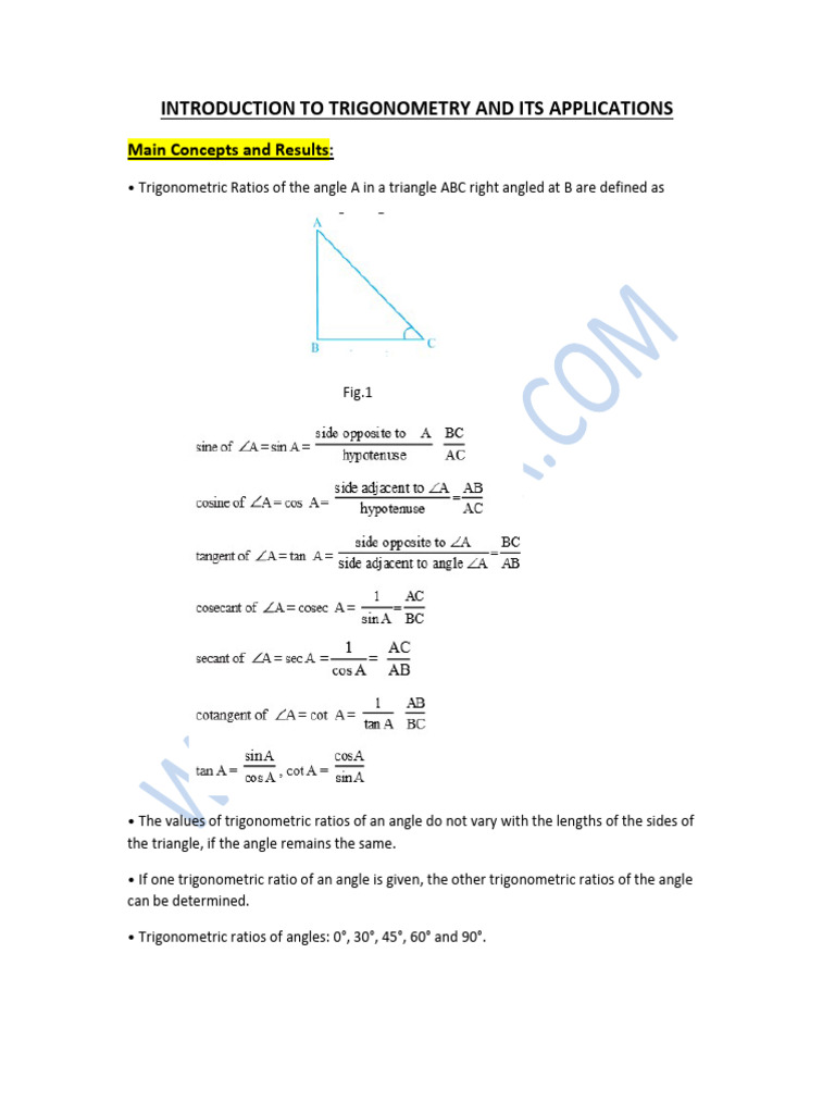 Chapter 8 9 Introduction To Trigonometry and Its Applications | PDF ...