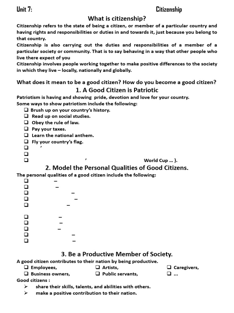 10 Responsibilities of Good Citizens | PDF | Citizenship