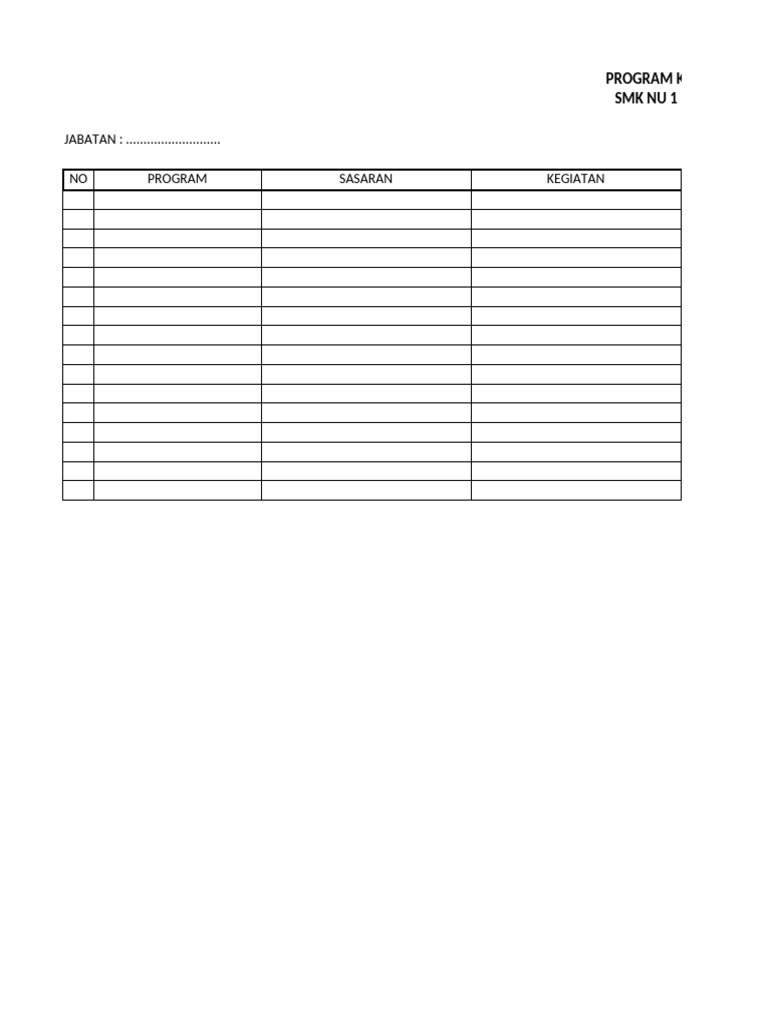 Form Program Kerja | PDF