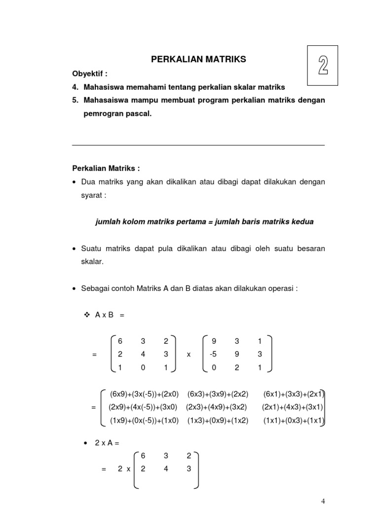 Hukum dan Syarat Perkalian Matriks | PDF | Metode & Bahan Ajar