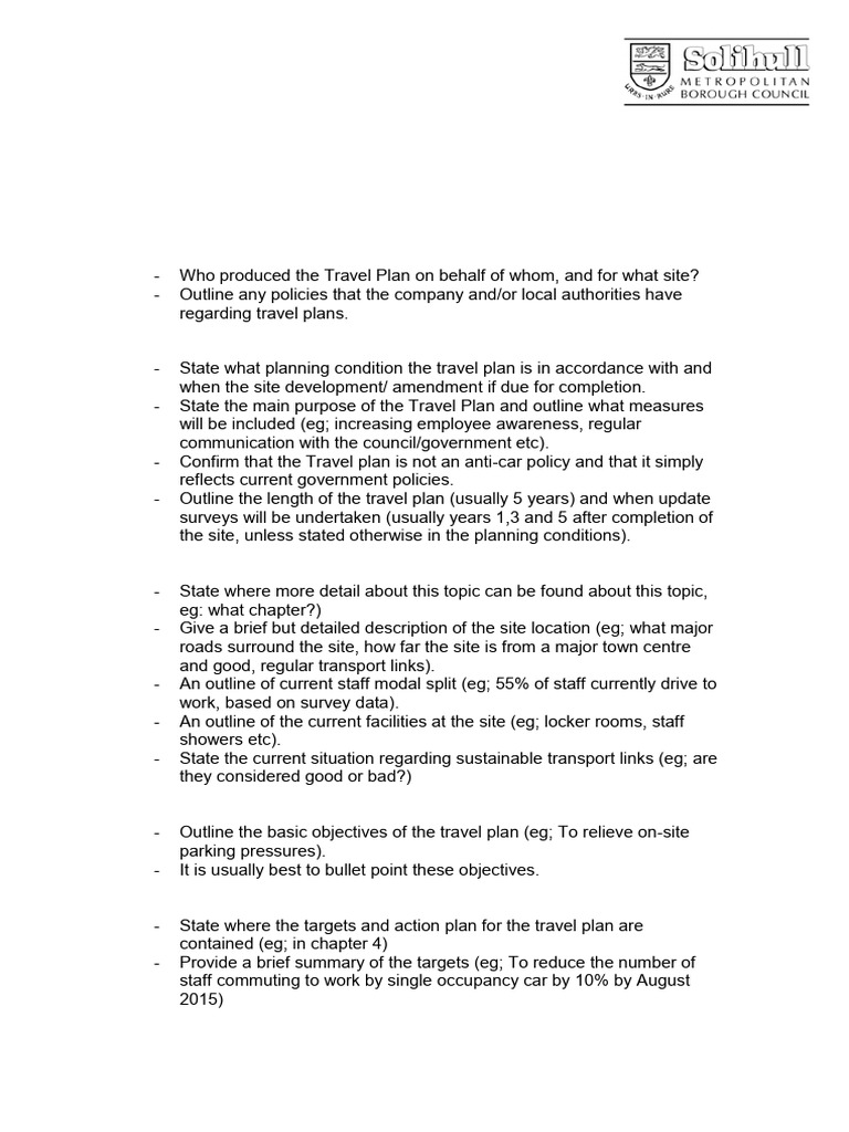 Planning Detailed Travel Plan Template | PDF