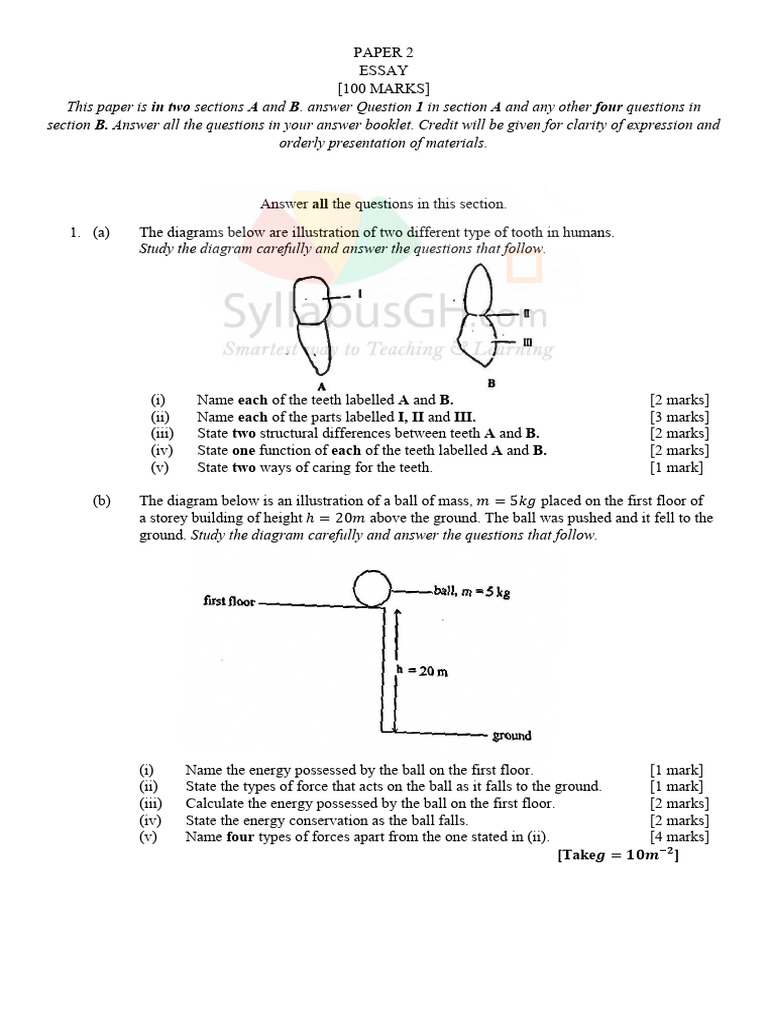 2024 BECE Mock Science 2 | PDF | Acid | Chemistry