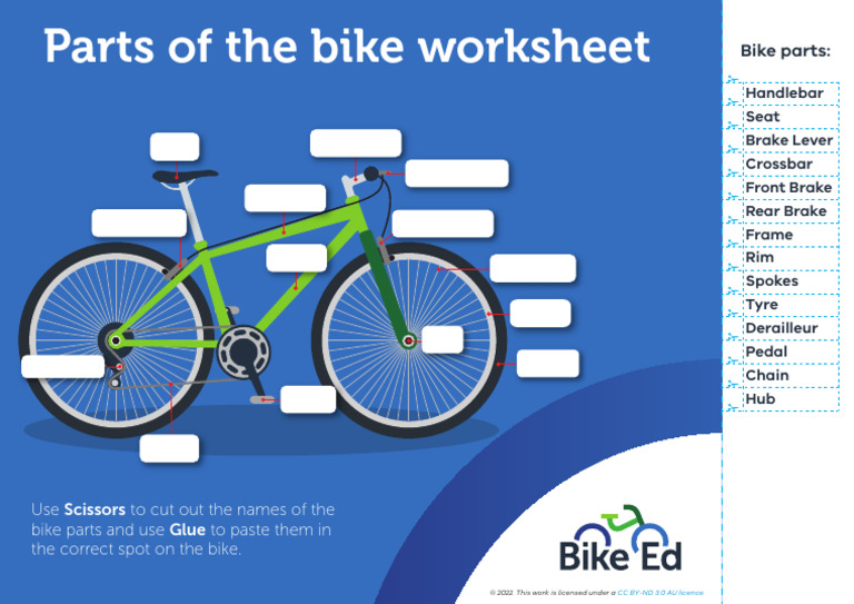 Parts of The Bike Worksheet v1 | PDF | Scissors | Wheel