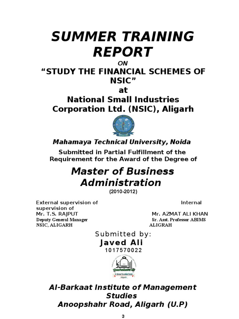 NSIC Financial Schemes Overview Report | PDF | Performance Appraisal ...