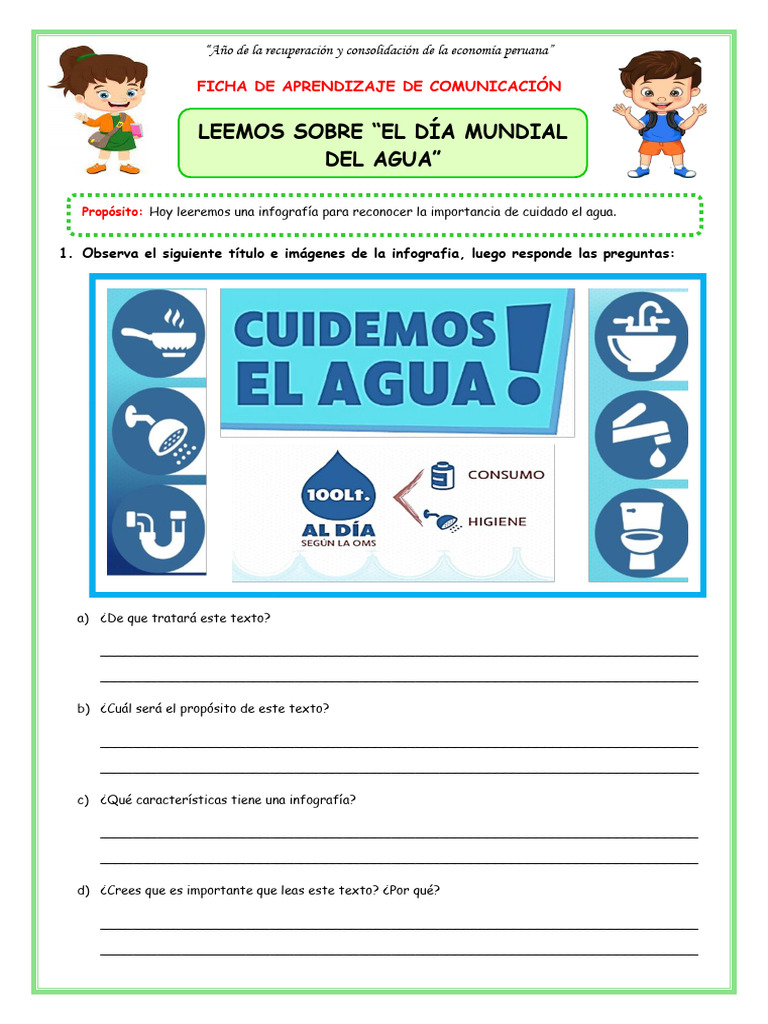 Ficha Juev PL Leemos Sobre El Día Mundial Del Agua Jezabel Camargo ...