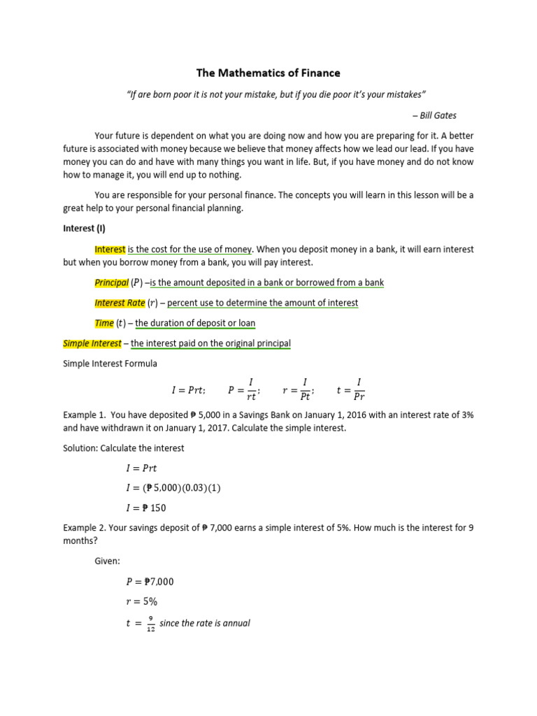 Understanding Personal Finance Basics | PDF | Interest | Annual ...