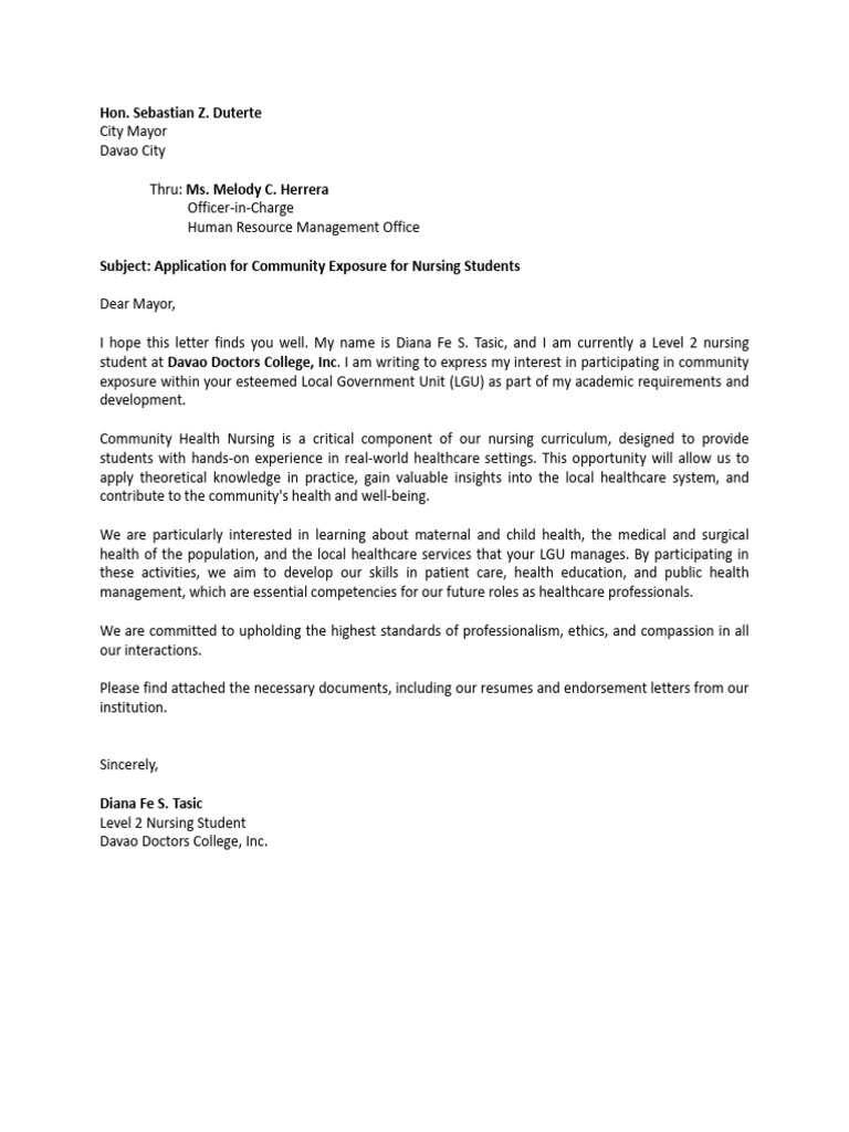 Application For Community Exposure 1 | PDF