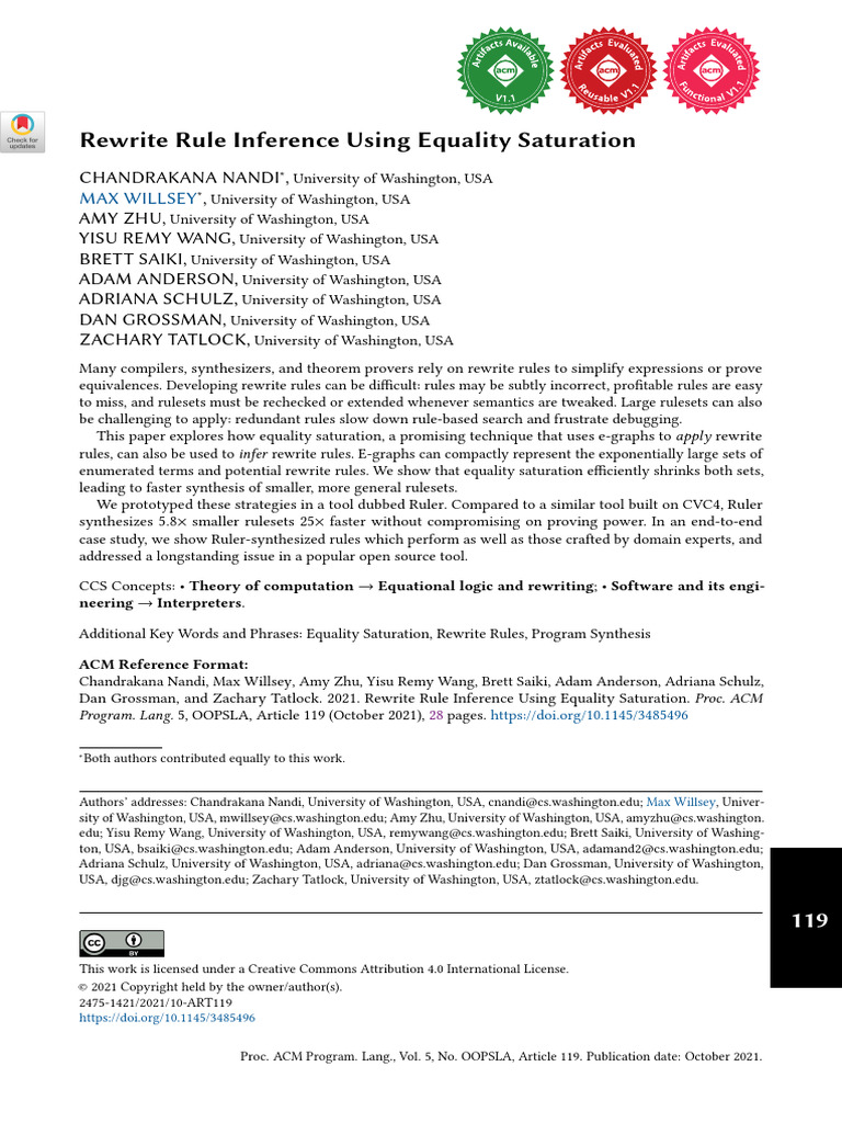 Rewrite Rule Inference Using Equality Saturation | PDF | Function ...