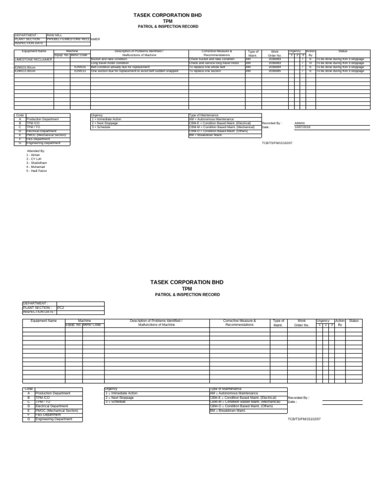 Patrol Inspection Form - Pipebelt.10.7.19 | PDF