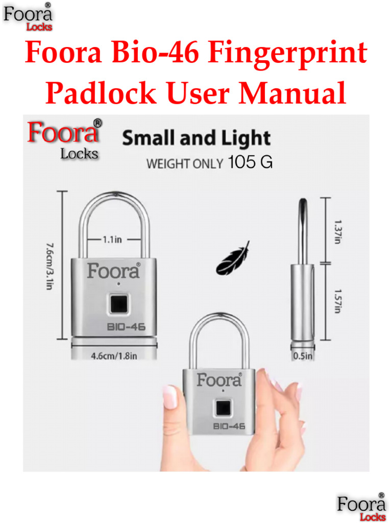 Foora Bio-46 Fingerprint Padlock User Manual | PDF