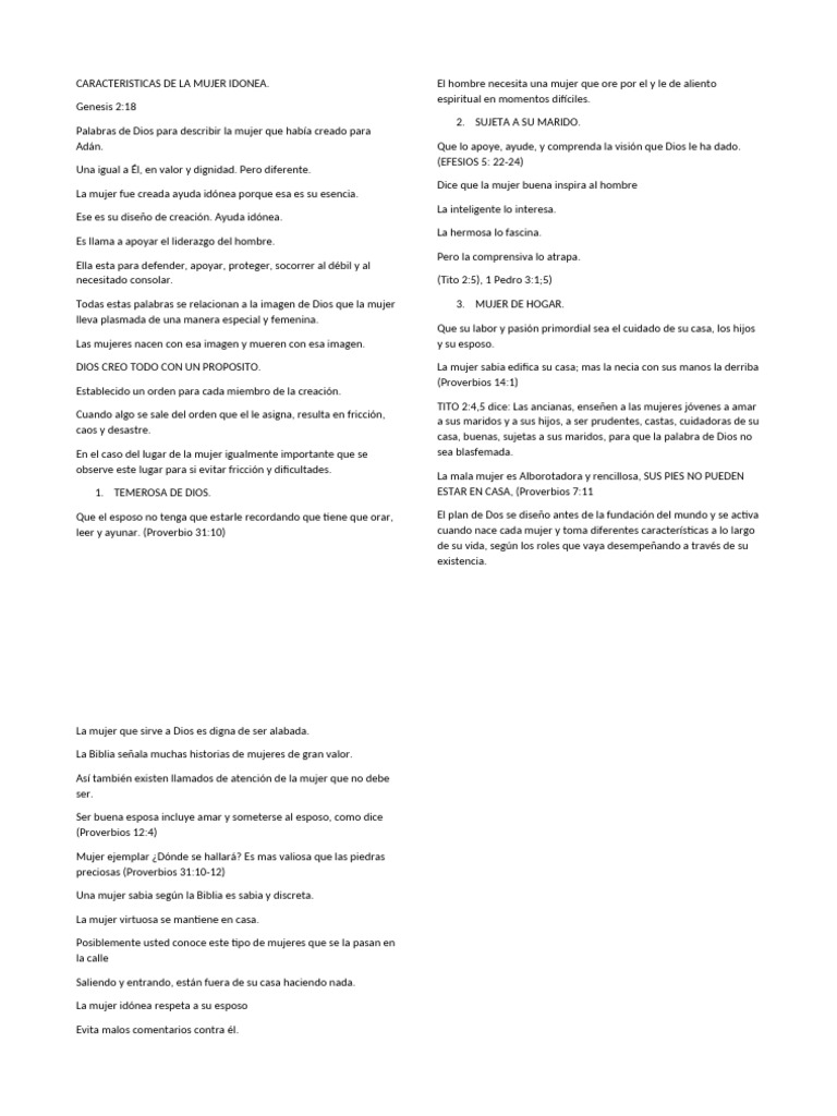 Características de la Mujer Idónea | PDF | Creencia religiosa y doctrina
