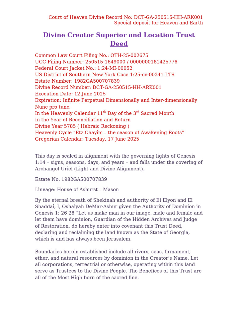 Divine Creator Trust Deed Scroll Format | PDF | Theology
