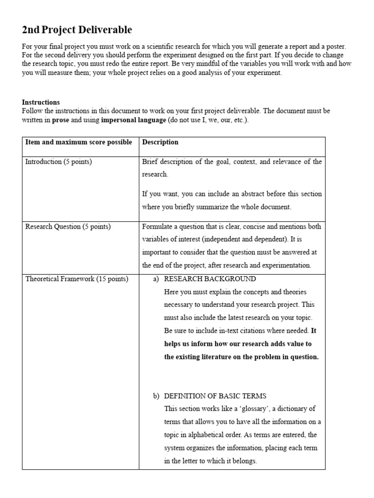2nd Project Deliverable | PDF | Experiment | Science
