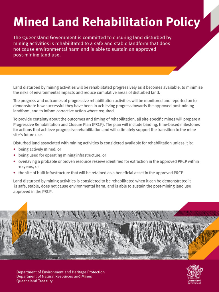 Mined Land Rehabilitation Policy | PDF | Mining | Economies