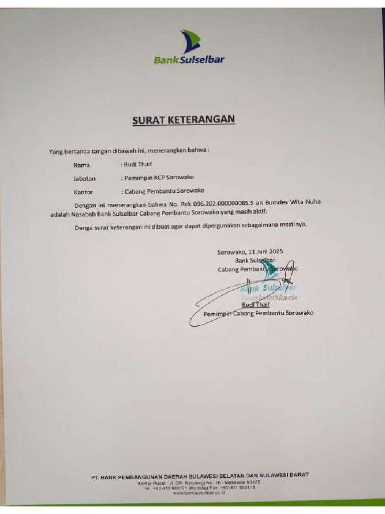 Surat Referensi Bank | PDF