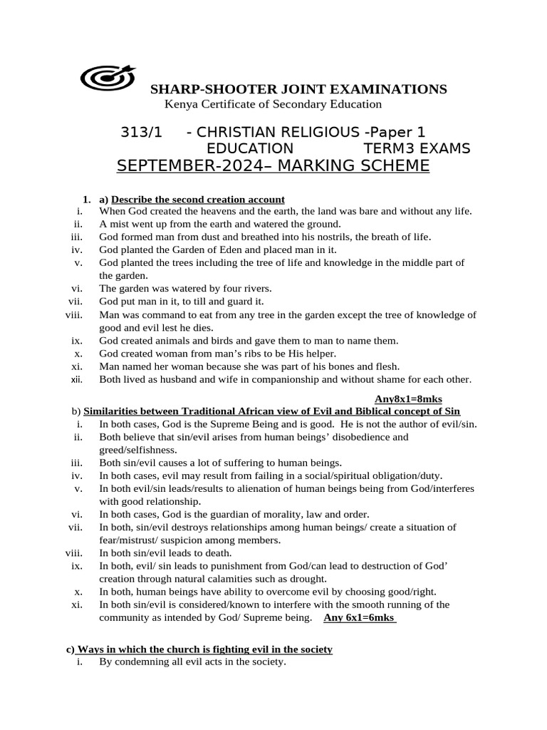 Marking Scheme Paper 1 Sharpshooter 3 | PDF | Sarah | Abraham