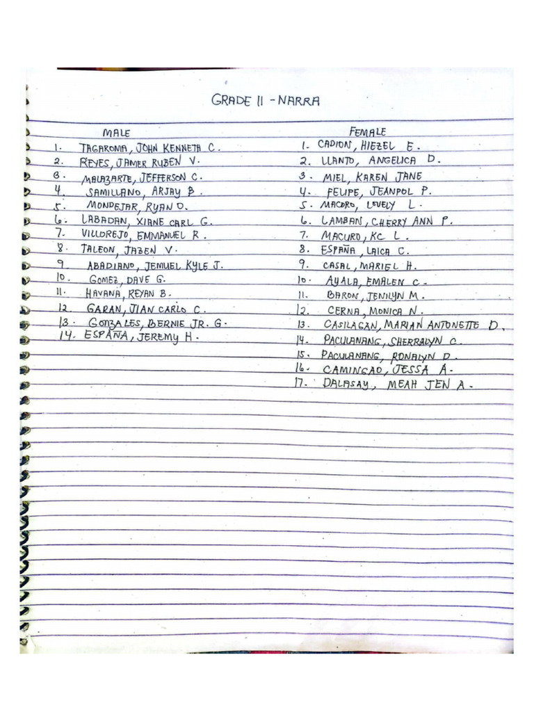 Class List (Attendance) | PDF