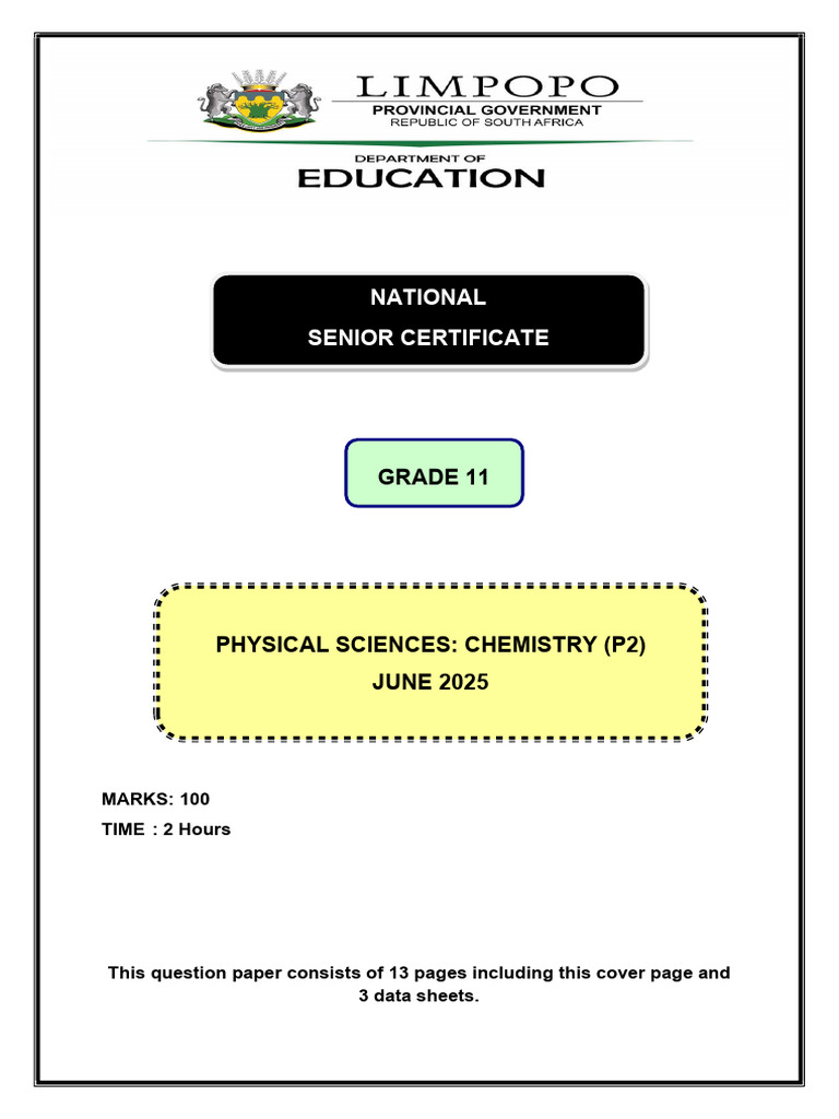 Grade 11 Physical Science P2 June 2025 | PDF | Chemical Bond | Chemical ...
