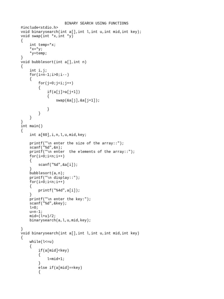 Binary Search Using Functions | PDF