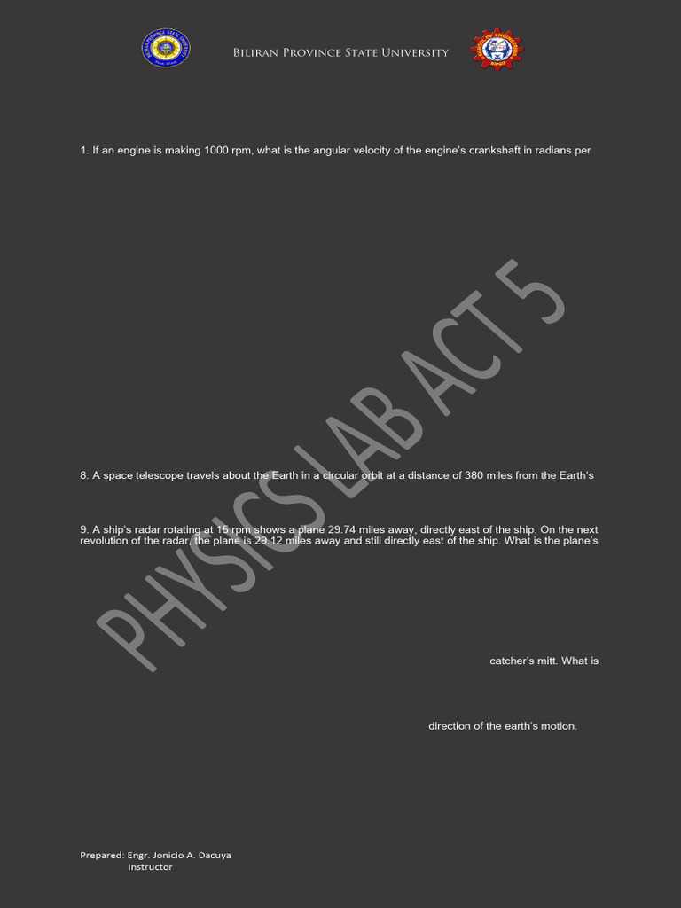 Laboratory Activity 5 | PDF | Rotation | Orbit