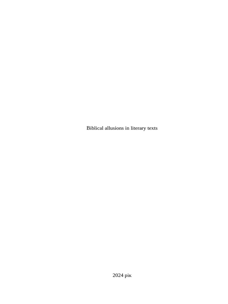 Biblical Allusions in Literary Texts | PDF | Bible | Intertextuality