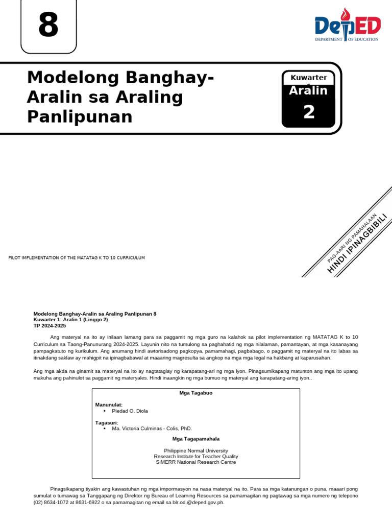 Q1 LE AP8 Lesson2 Week2 | PDF