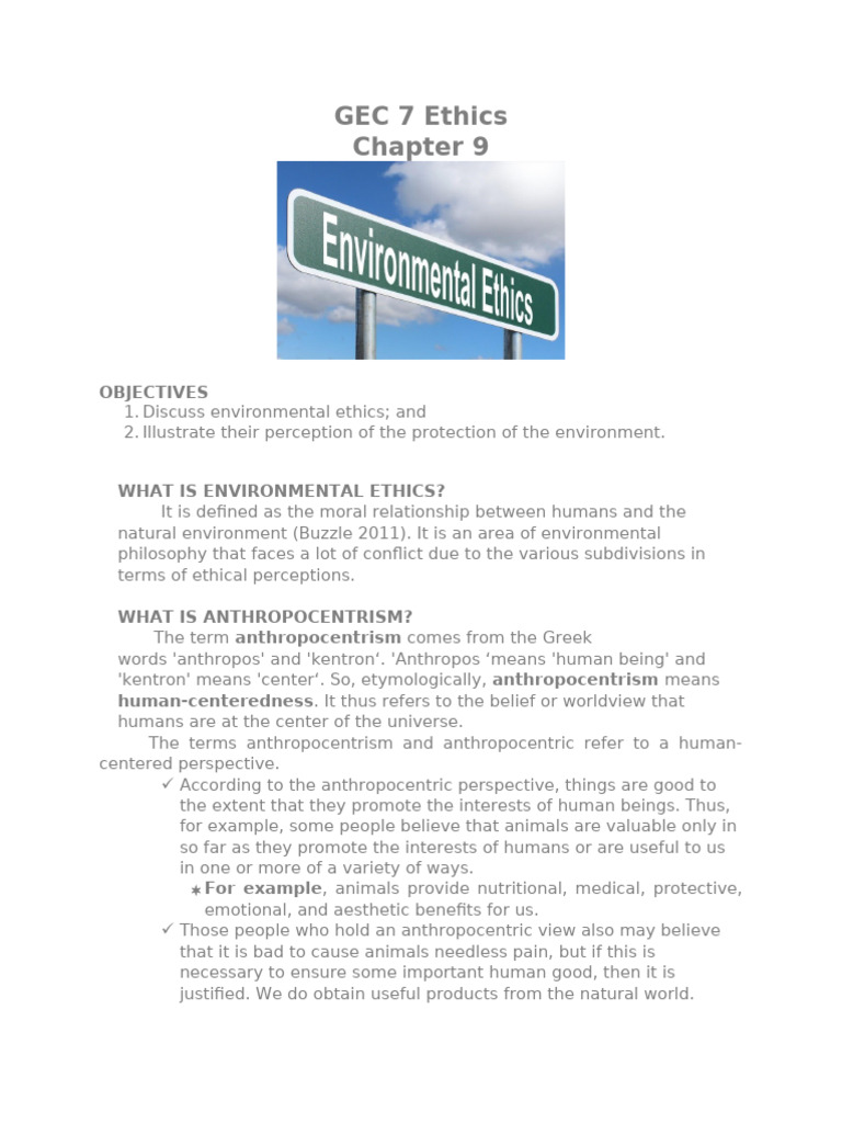 Understanding Environmental Ethics | PDF | Ecology | Nature