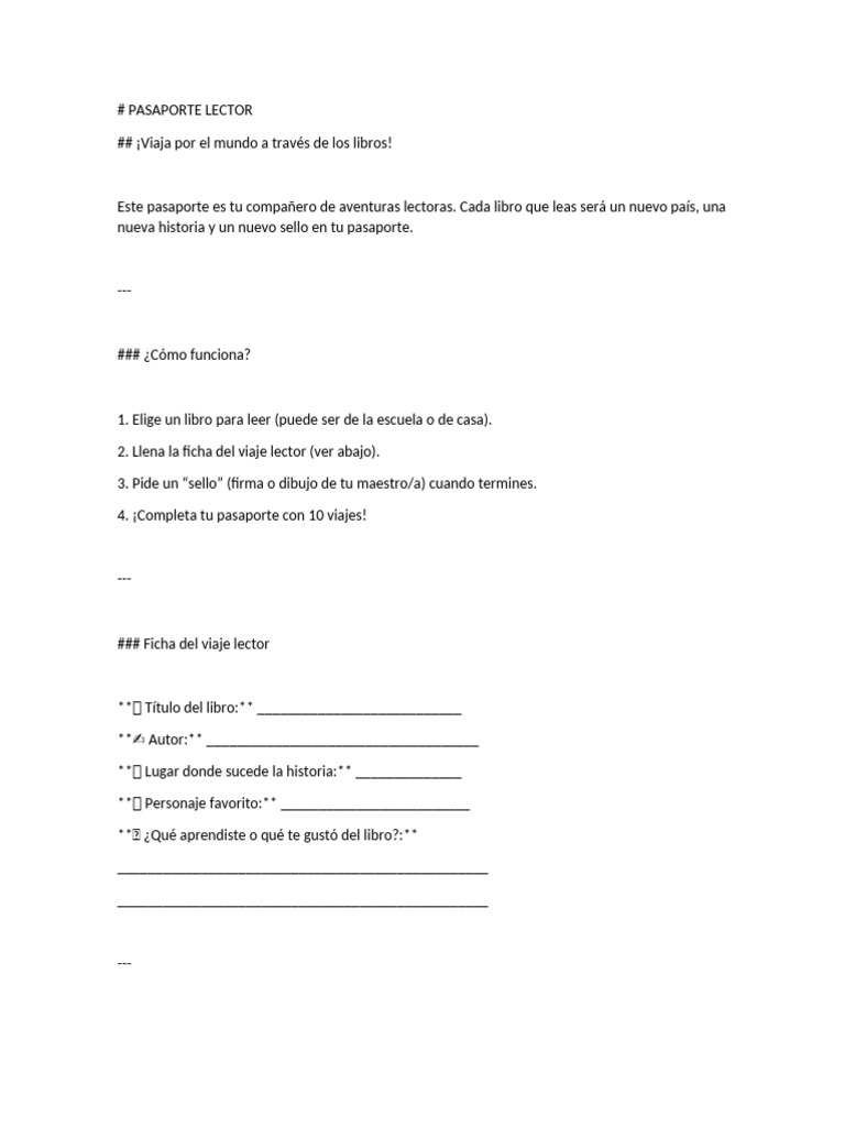 Pasaporte Lector Viaje Por El Mundo de Los Libros | PDF