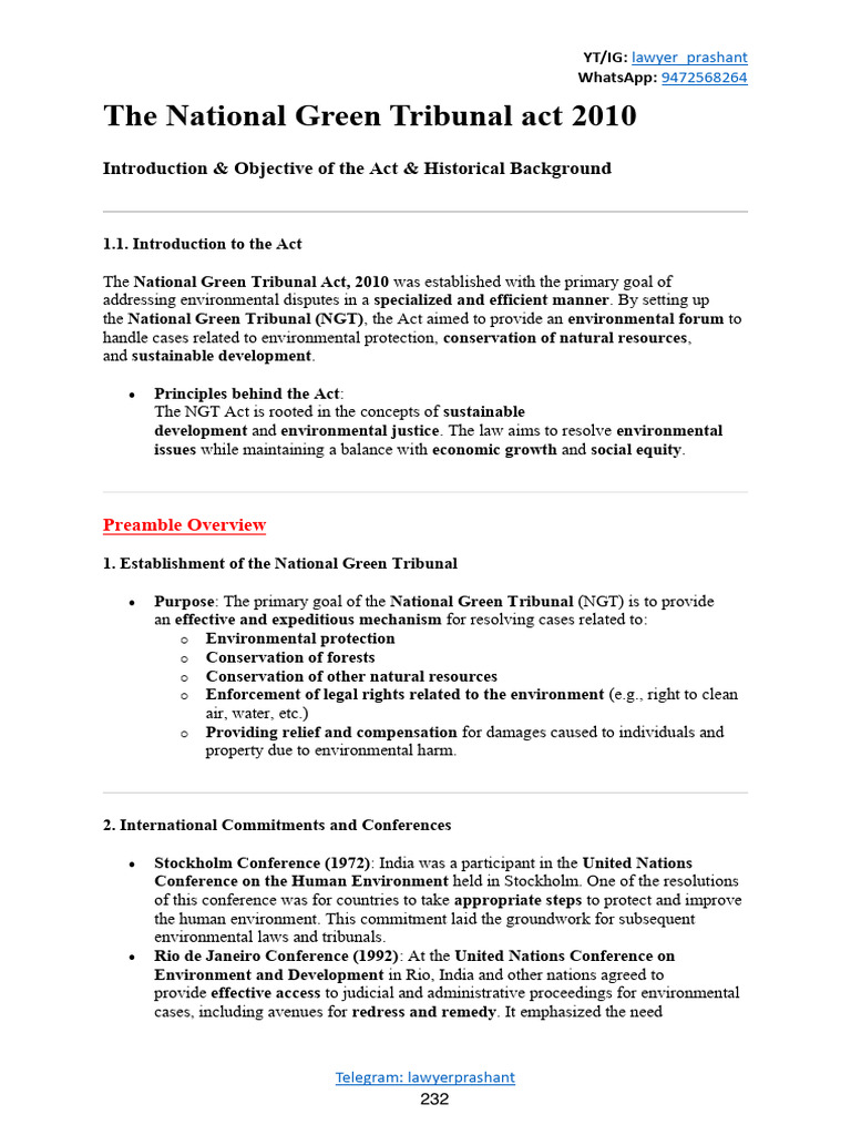 Overview of the NGT Act 2010 | PDF | Environmental Law | Tribunal