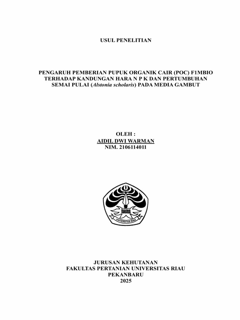 Draft Proposal Aidil Dwi Warman - 2106114011 | PDF