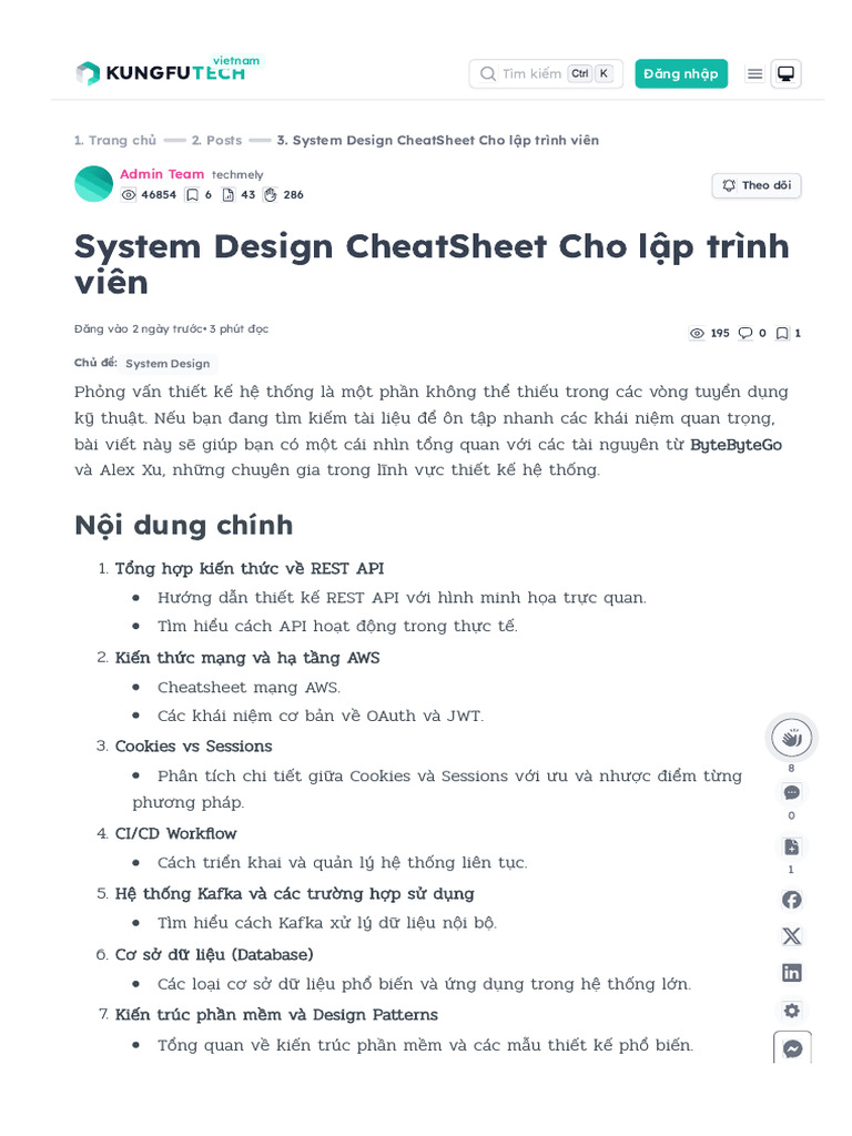 Kungfutech Edu VN Posts System Design Cheatsheet Cho Lap Trinh Vien... | PDF
