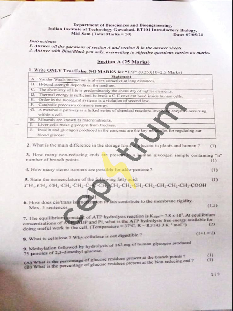 BT101 2022 Midsem | PDF