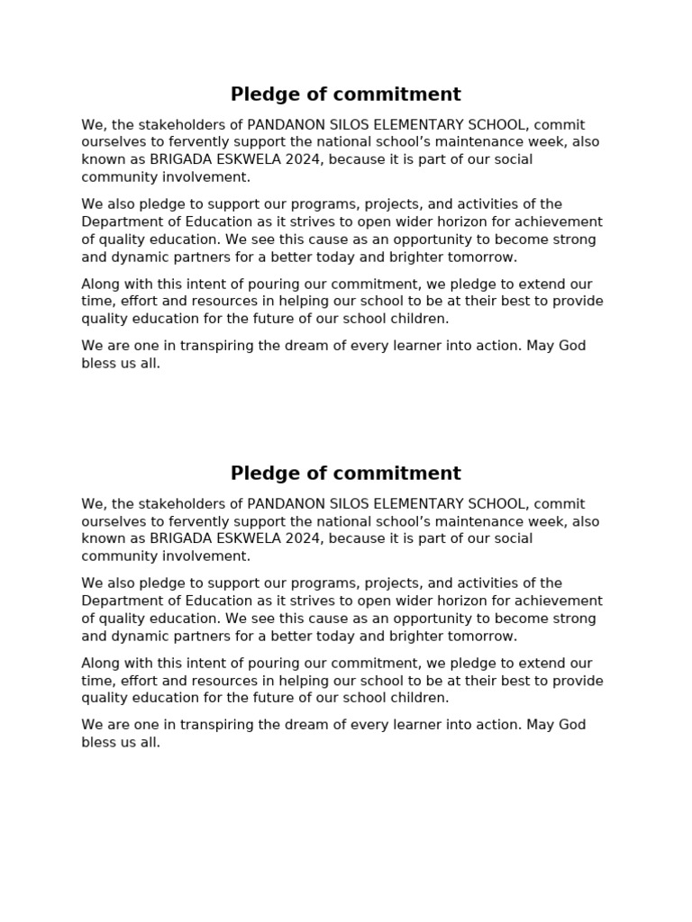 Pledge of Commitment | PDF