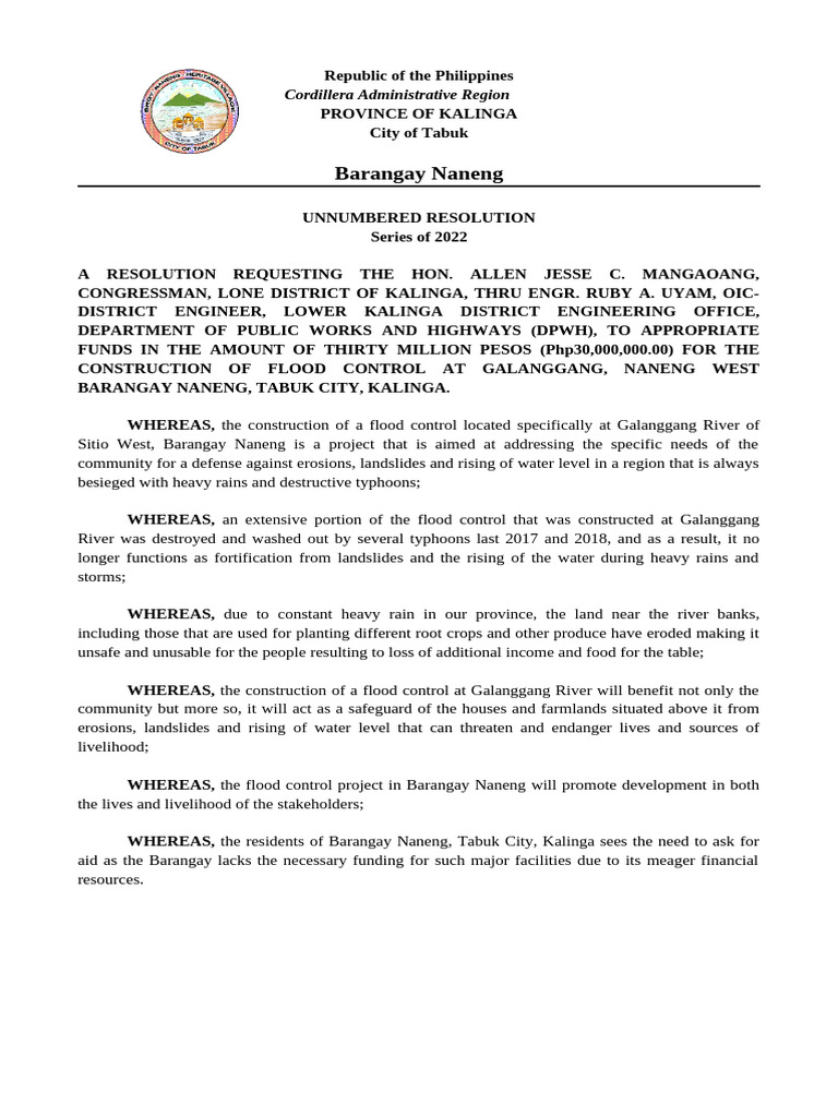 Funding Request for Flood Control Project | PDF | Weather Events | Typhoon