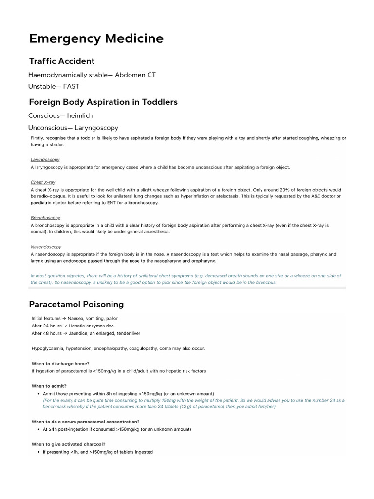Emergency Medicine Protocols and Treatments | PDF