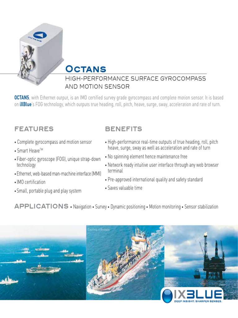 Octans Ixblue Surface Motion Sensor and Gyro Compass | PDF | Gyroscope | Navigation