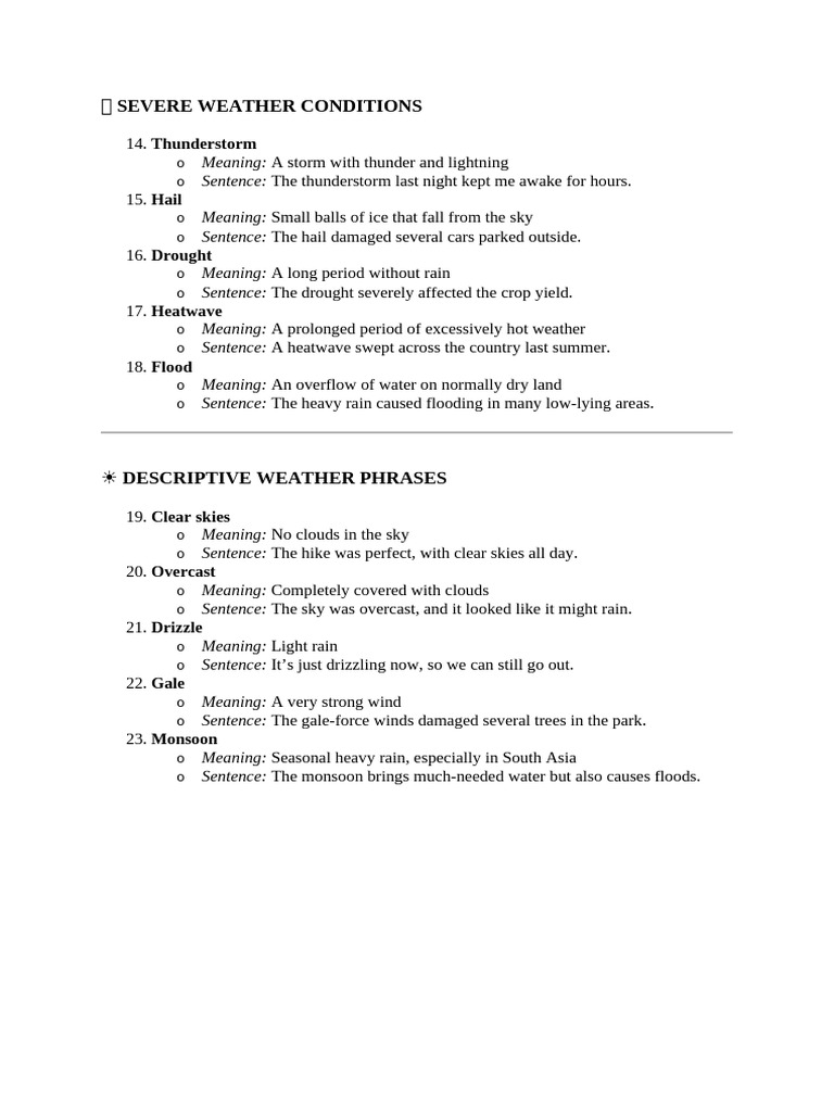 Severe Weather Conditions | PDF