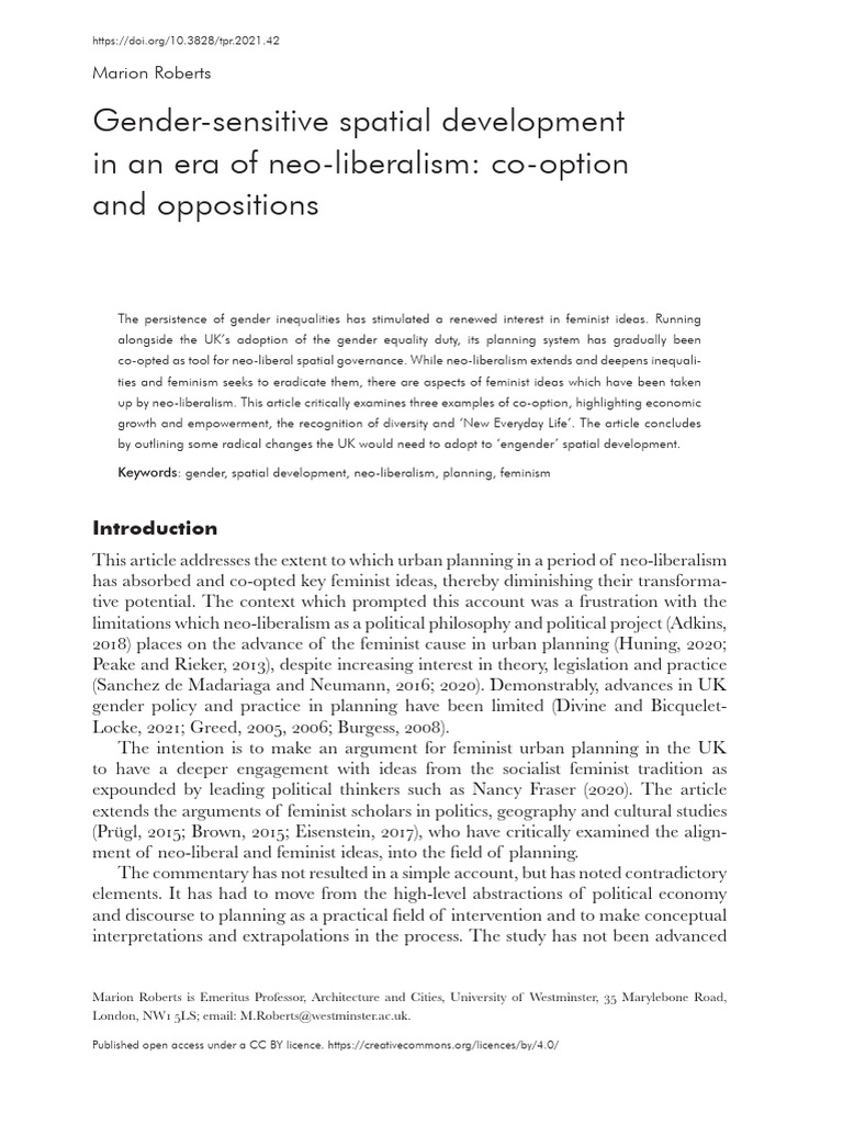 Unit 2 - Gender Sensitive Spatial Development and Neoliberalism | PDF ...