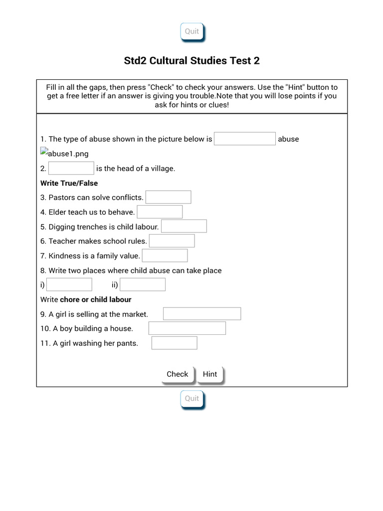 Std2 Cultural Studies Test 2 | PDF