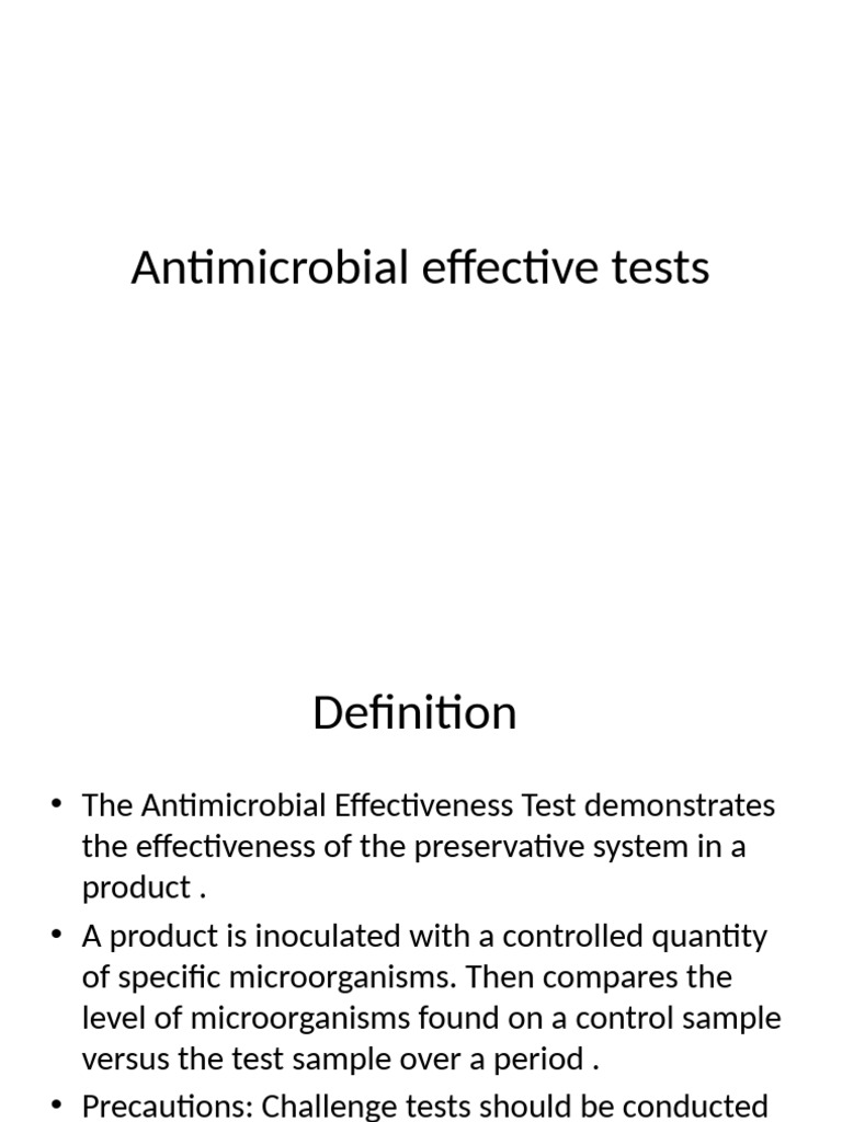 Antimicrobial Effectiveness Testing Guide | PDF | Antimicrobial ...