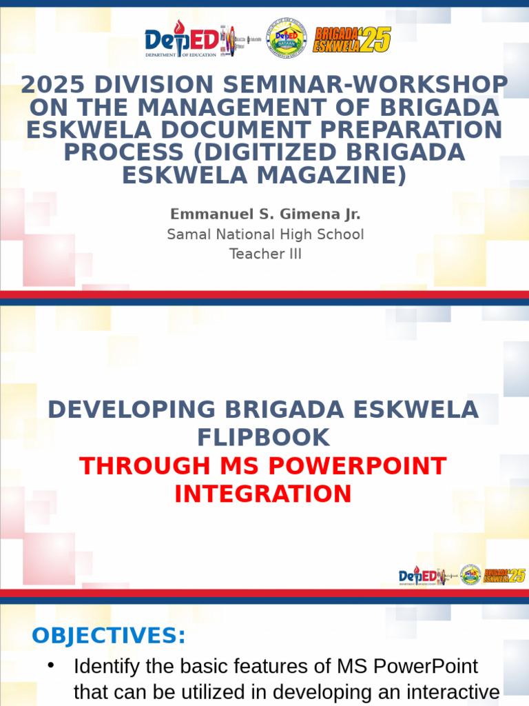 Developing Brigada Eskwela Flipbook Through Ms Powerpoint Integration | PDF